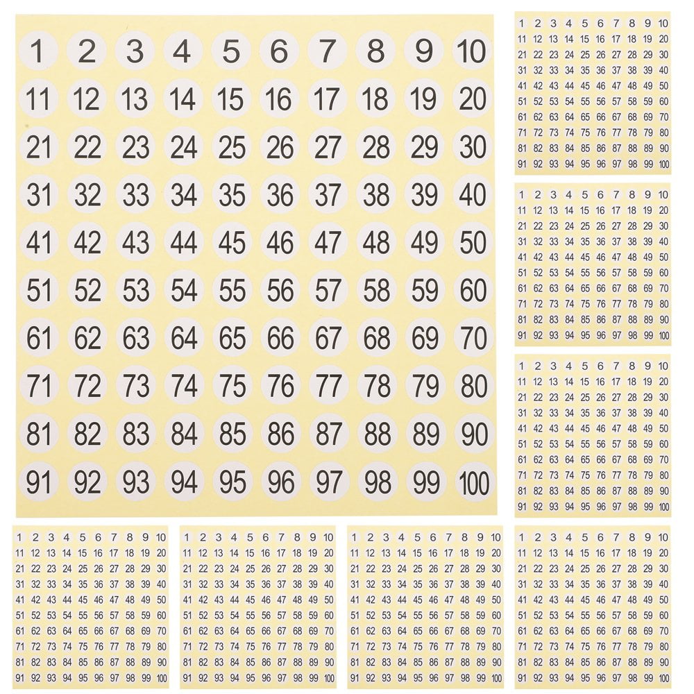 CUITING 15 Sheets Small Number Stickers Round Number Sticker 1-100 ...