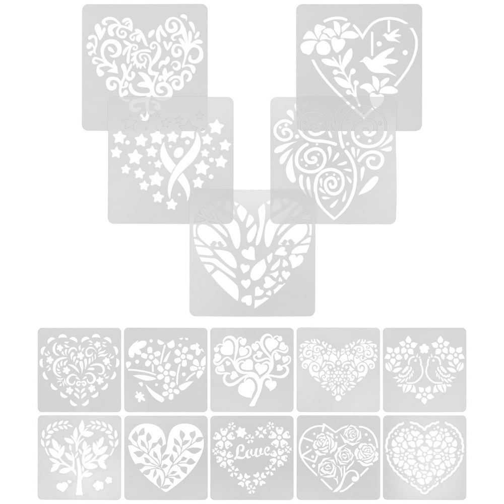 CUITING 15 Sheets of Unique Heart Pattern Wall Painting Stencil DIY ...