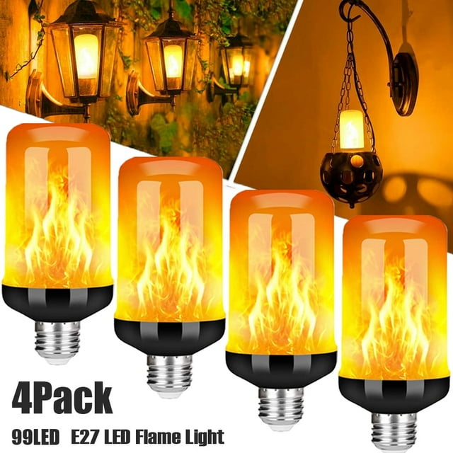 CUITING 4-Pack LED Flame Effect Fire Light Bulbs E27 Flickering Fire ...