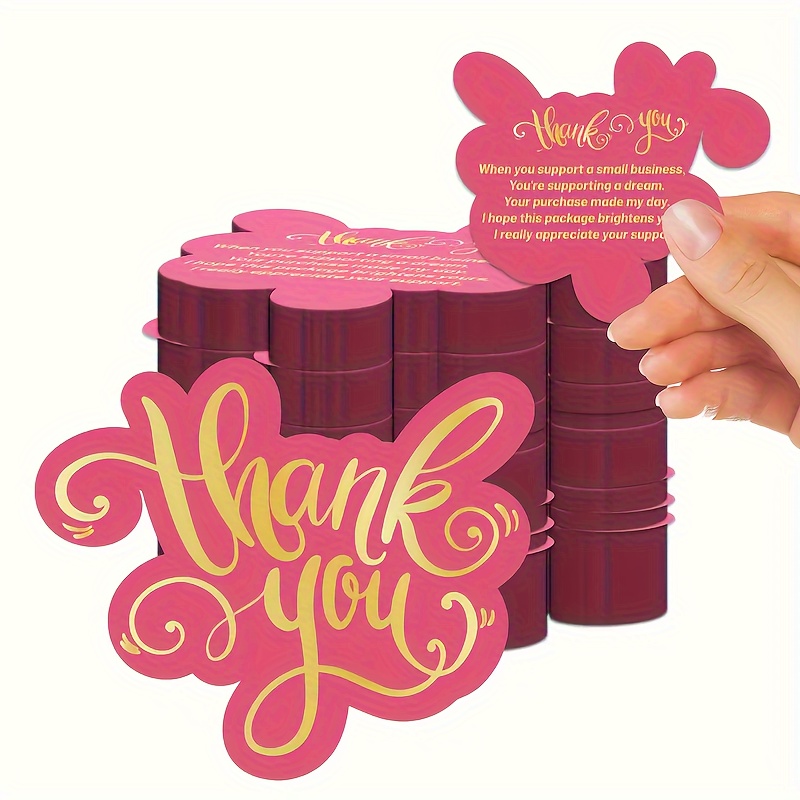 CUITING 50pcs Premium Pink Thank You Cards for Small Businesses ...