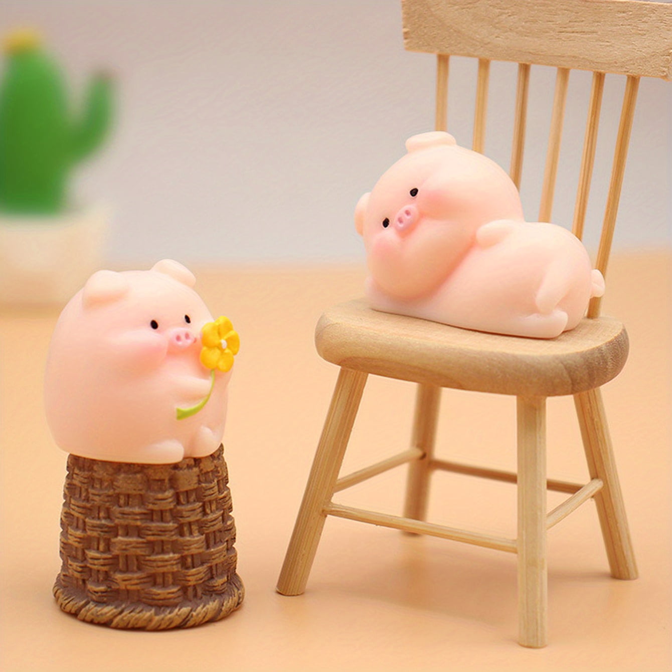 CUITING 5pcs Cartoon Cute Pig Figurines Set ABS Resin Desk Decor ...