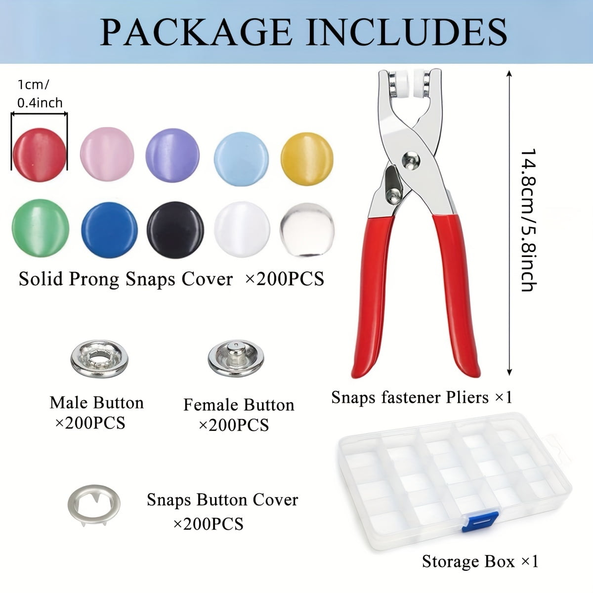 CUITING 800pcs Metal Snaps Buttons & Fastener Pliers Kit for DIY Sewing ...