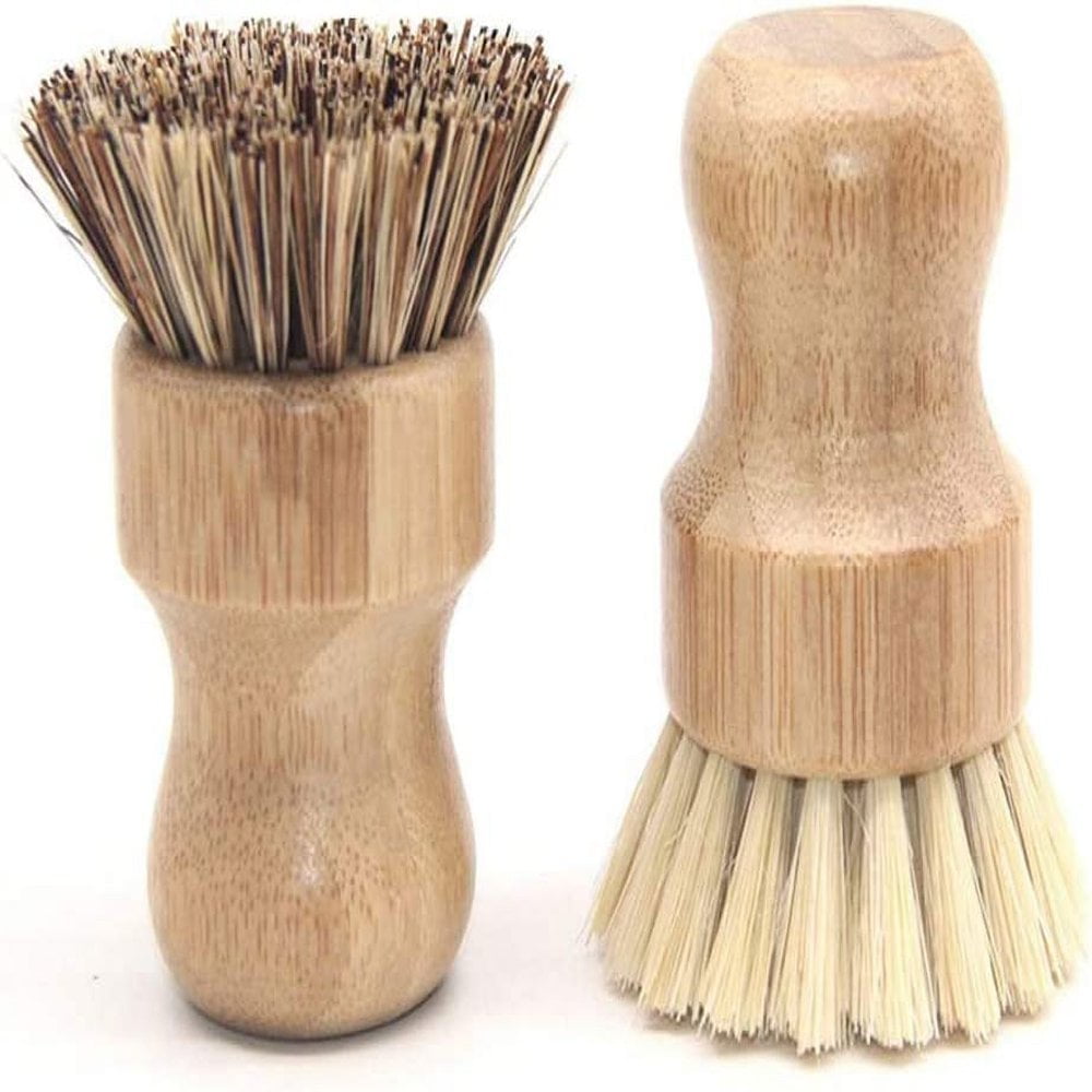 CUITING Bamboo Dish Scrub Brush Kitchen Wooden Cleaning Scrubbers Mini ...