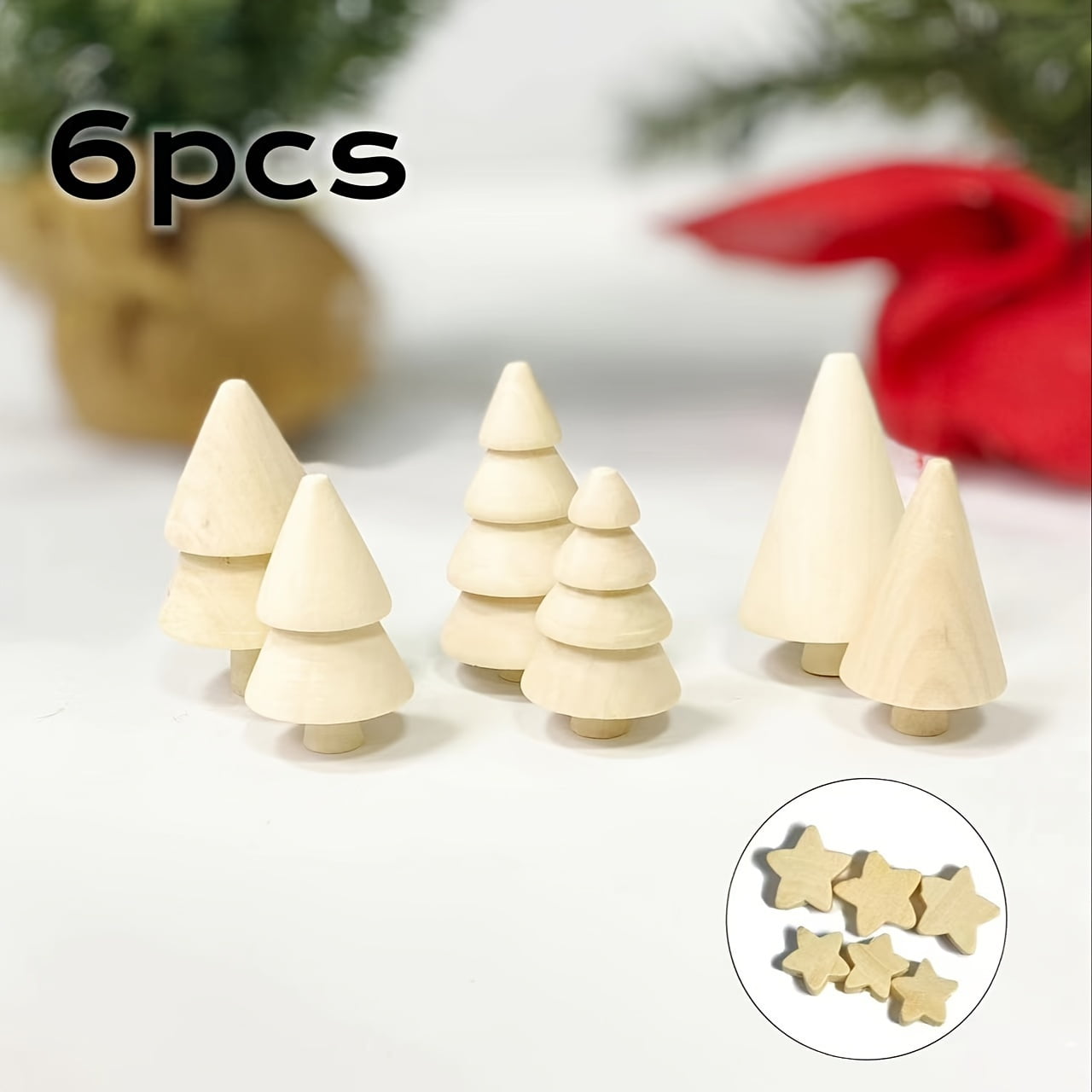 CUITING DIY Christmas Tree Craft Kit - Natural Wood Color Easy-to-Paint ...