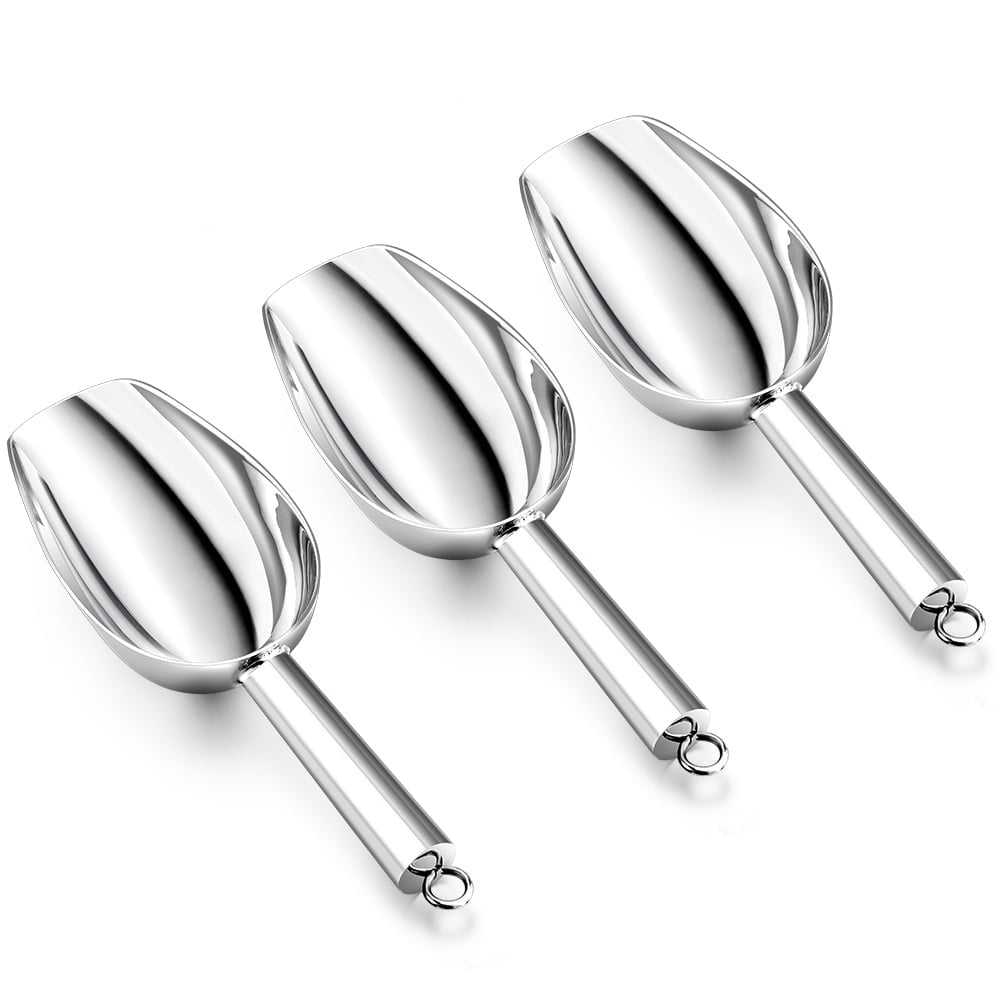 CUITING Mini Ice Scoop Set of 3 Stainless Steel 3 Ounce Metal Utility ...