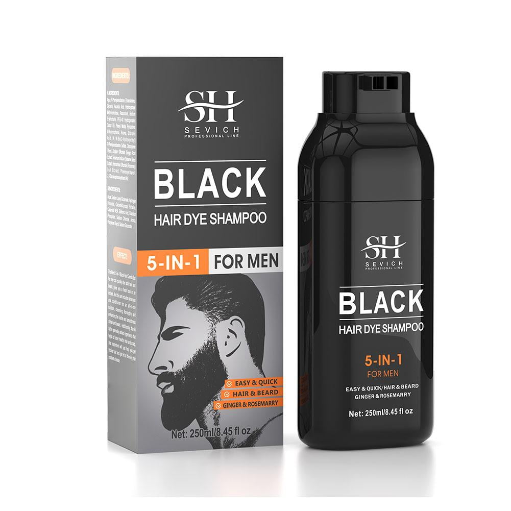 CUJM 5-in-1 Hair Dye Shampoo Beard, Hair Natural Black Dye Grey ...