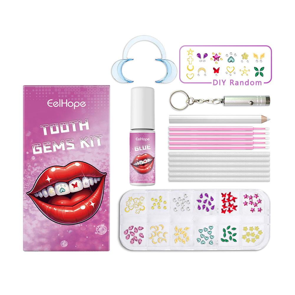CUJM Tooth Gem Kit,Teeth Jewelry Kit with Glue and Light, DIY Tooth ...
