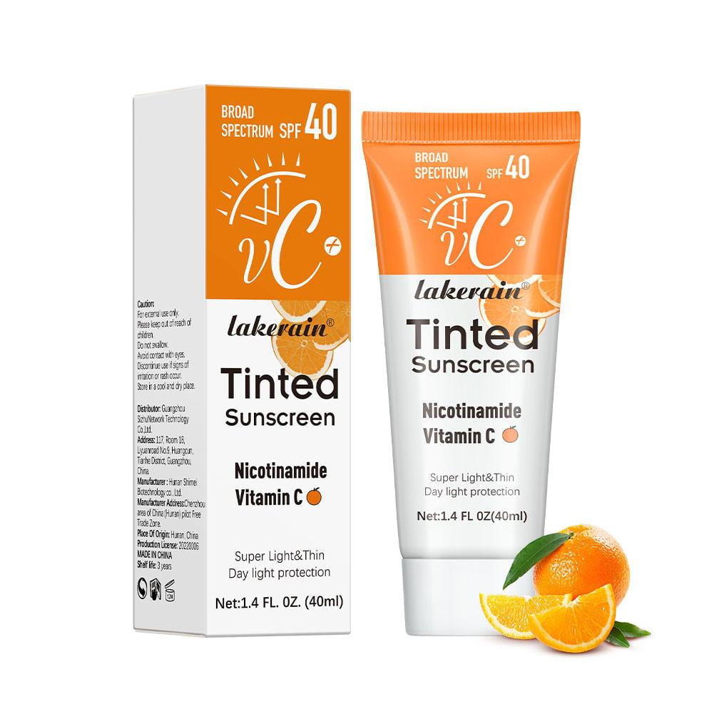 CUJM Vitamin C Tinted Sunscreen with SPF 40 Hydrating Mineral Sunscreen ...