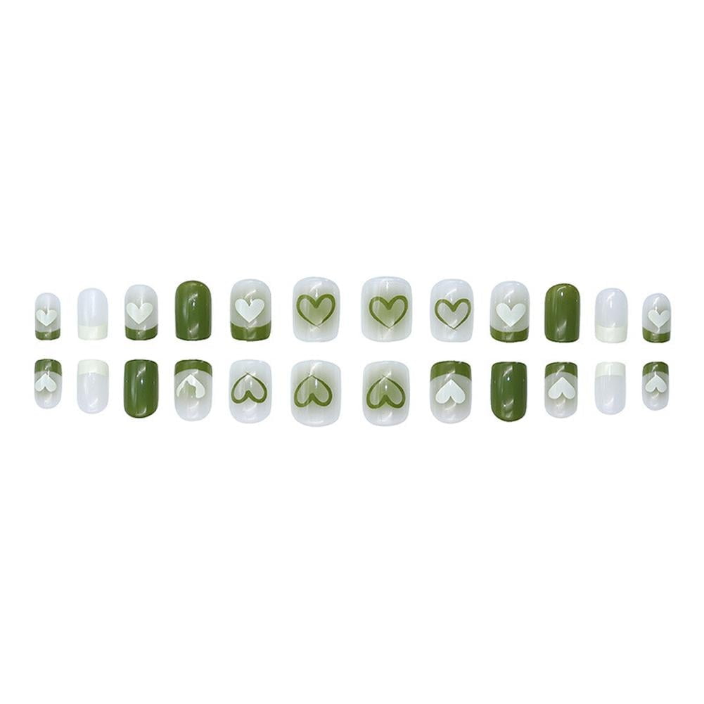 CUJM With 24 Jelly Glue 24Pcs Nail Art Fake Nails French Long Fake ...