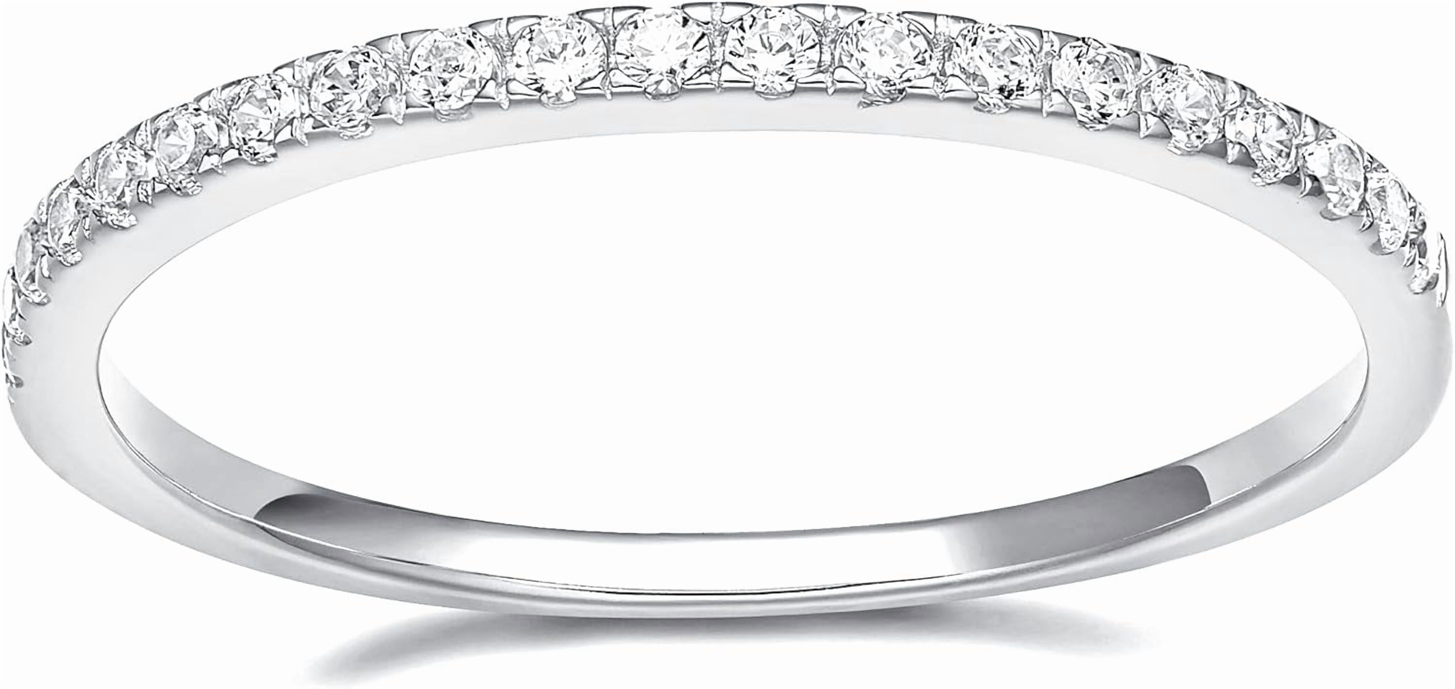 CUKIXA 2mm 925 Sterling Silver Wedding Band Cubic Zirconia Half Eternity Stackable Engagement ...