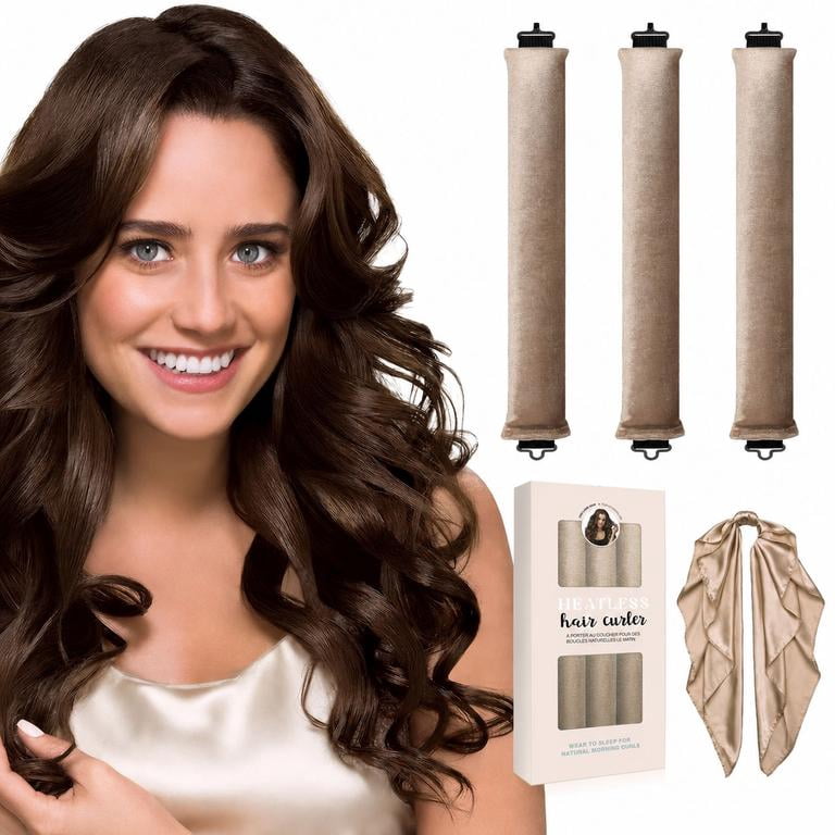 CUKIXA Heatless Hair Curler Overnight Curls-3 Pcs No Heat Curling ...