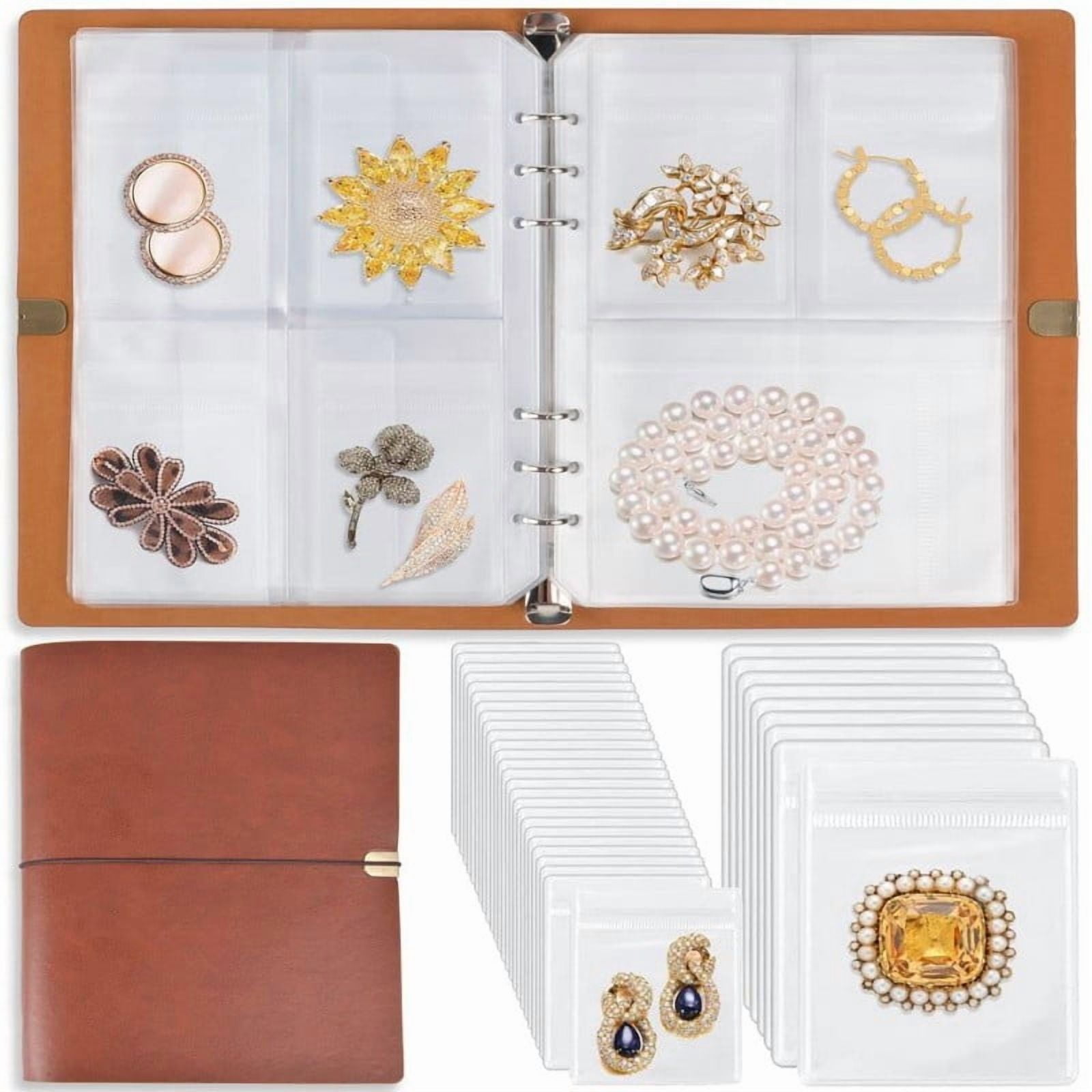 CUKIXA Jewelry Organizer Binder, Travel Ziplock Bag Book with PU Cover ...
