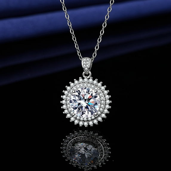 CUKIXA Silver Plated Necklace for Women - Square Cut Cubic Zirconia ...