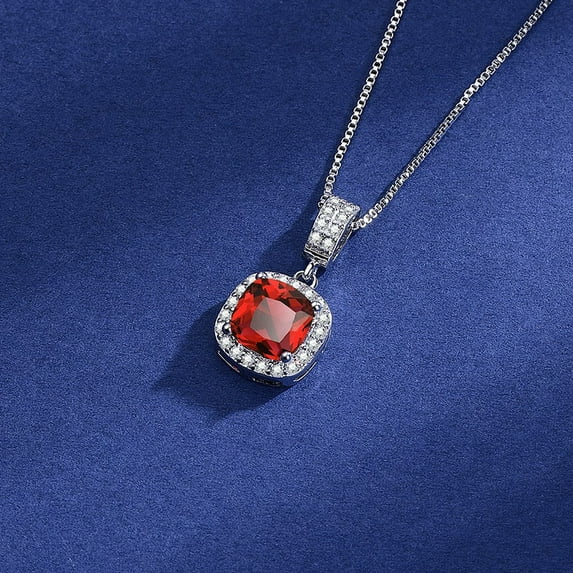 CUKIXA Silver Plated Necklace for Women - Square Cut Cubic Zirconia ...