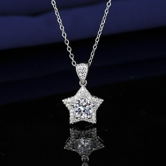 CUKIXA Silver Plated Necklace for Women - Square Cut Cubic Zirconia ...