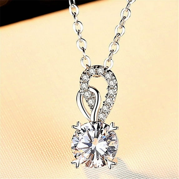 CUKIXA Silver Plated Necklace for Women - Square Cut Cubic Zirconia ...