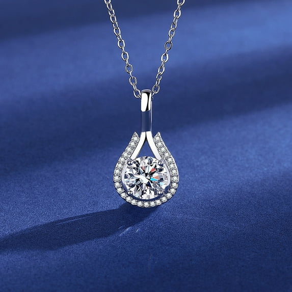 CUKIXA Silver Plated Necklace for Women - Square Cut Cubic Zirconia ...