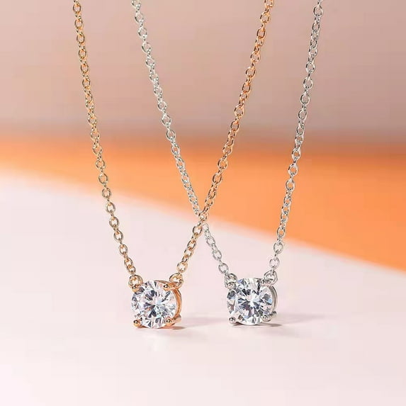 CUKIXA Silver Plated Necklace for Women - Square Cut Cubic Zirconia ...