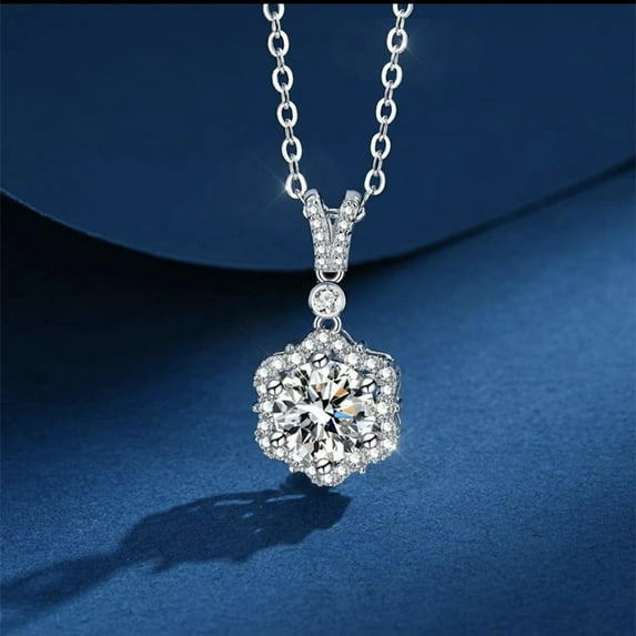 CUKIXA Silver Plated Necklace for Women - Square Cut Cubic Zirconia ...