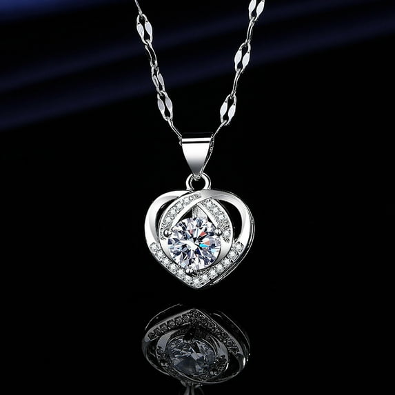 CUKIXA Silver Plated Necklace for Women - Square Cut Cubic Zirconia ...