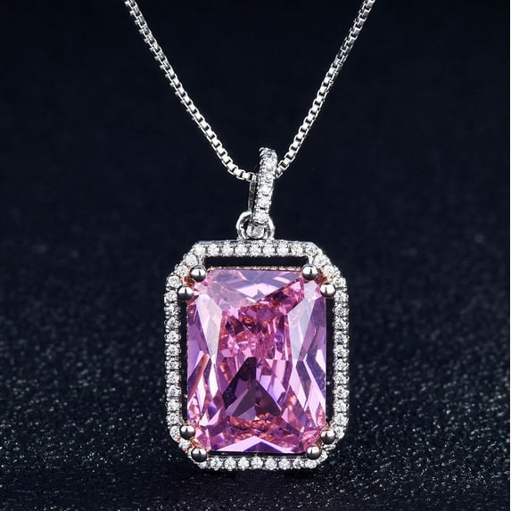 CUKIXA Silver Plated Necklace for Women - Square Cut Cubic Zirconia ...