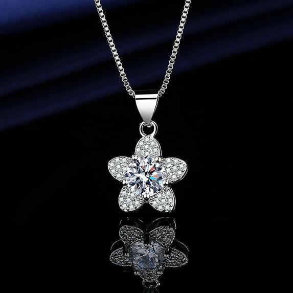 CUKIXA Silver Plated Necklace for Women - Square Cut Cubic Zirconia ...