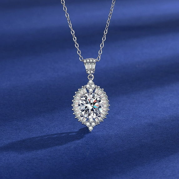 CUKIXA Silver Plated Necklace for Women - Square Cut Cubic Zirconia ...