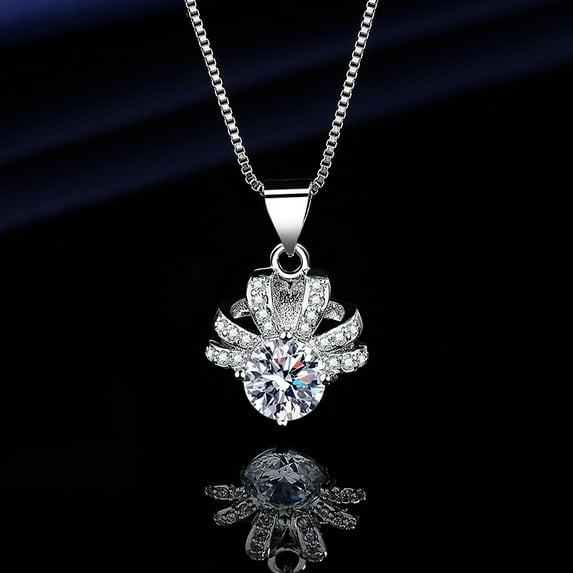 CUKIXA Silver Plated Necklace for Women - Square Cut Cubic Zirconia ...