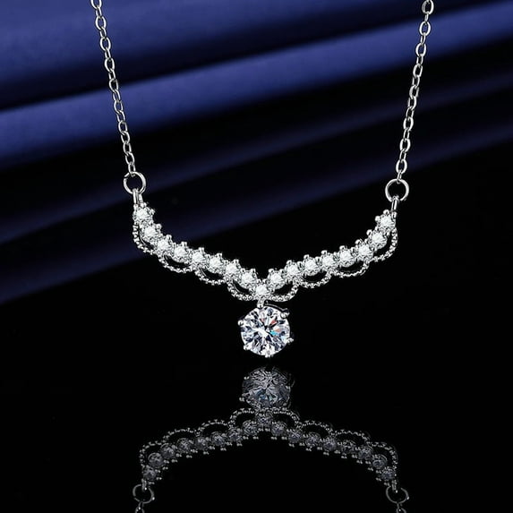 CUKIXA Silver Plated Necklace for Women - Square Cut Cubic Zirconia ...