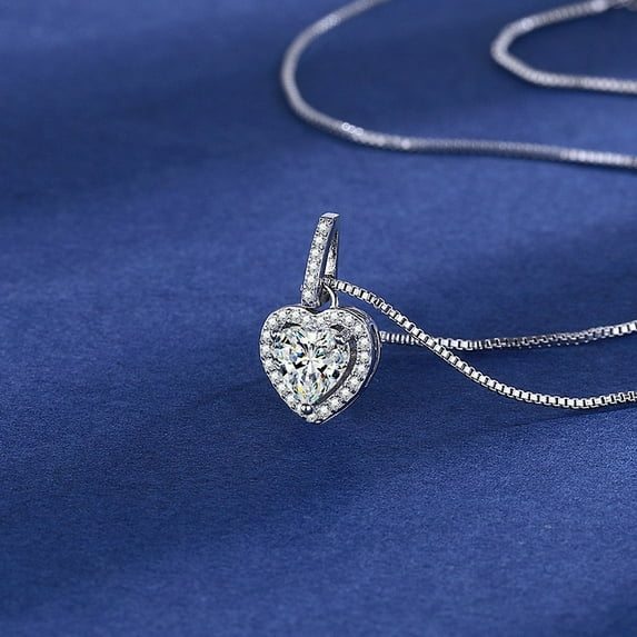 CUKIXA Silver Plated Necklace for Women - Square Cut Cubic Zirconia ...