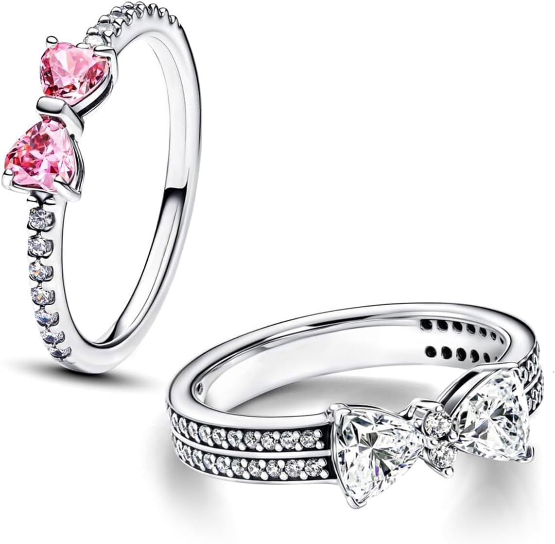 CUKIXA Sparkling Bow Rings Set with 14K Gold/Silver Plating | Pink Bow ...