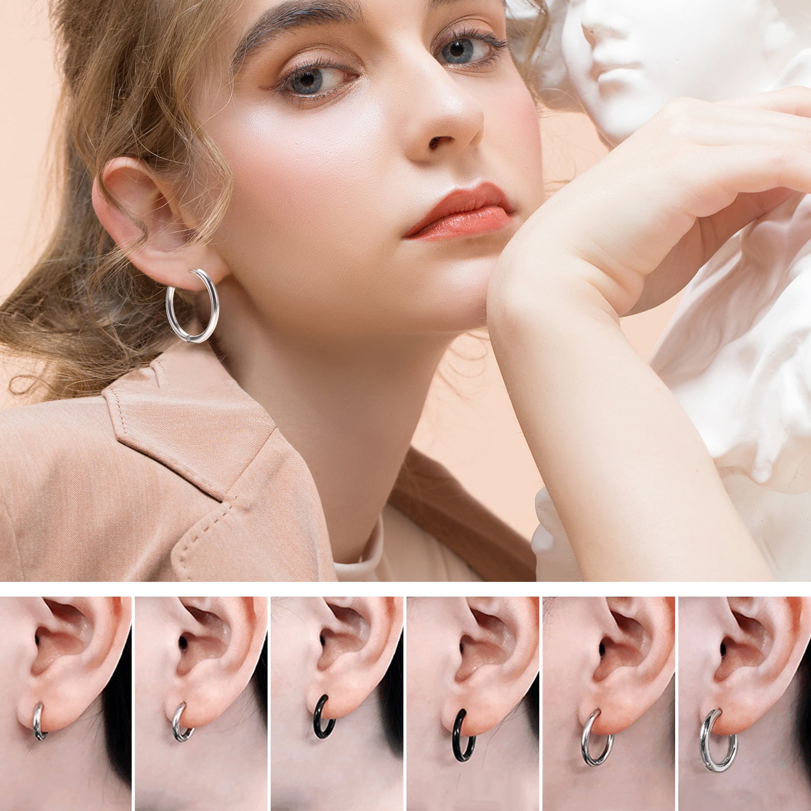 CUKIXA Stylish And Simple Stainless Steel Coil Earrings In Silver Color ...