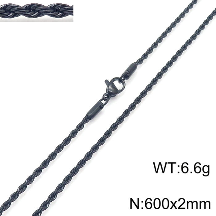 CUKIXA Titanium Steel Twisted Rope Chain Necklace - 2-8mm Width, 19.7 ...