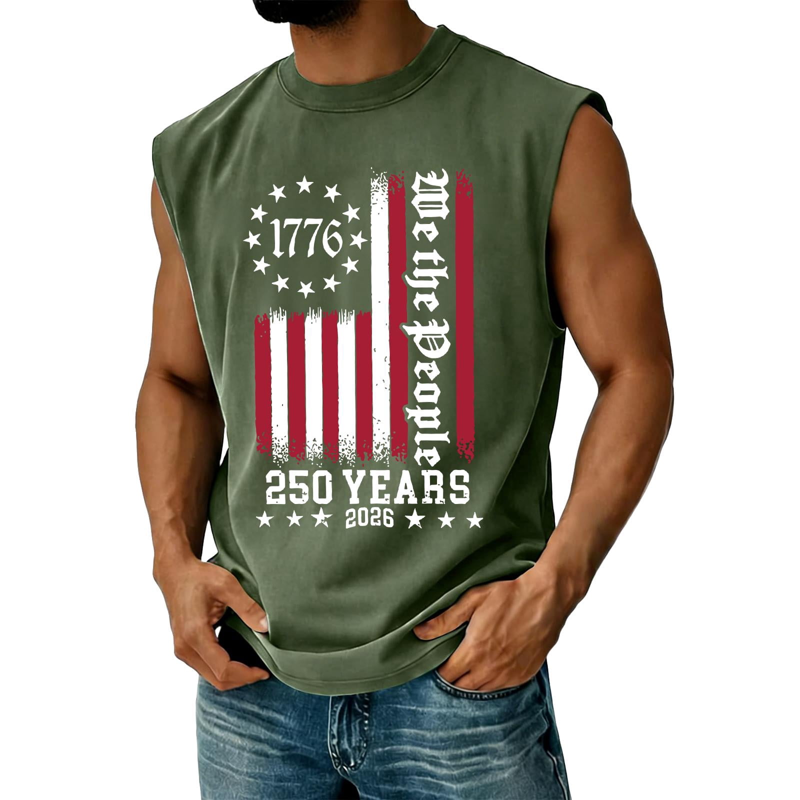 CUKOLSXA Mens Cut Off Shirts, American Flag Shirt, 4th Of July Shirts ...