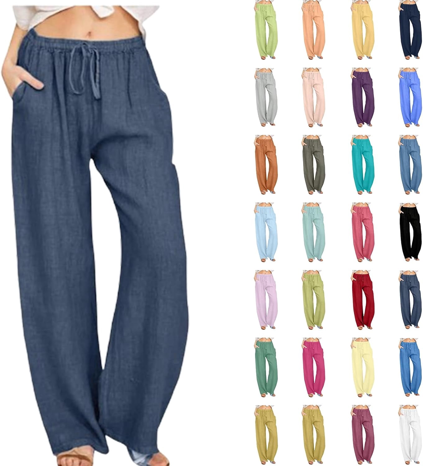 CUKOLSXA Womens Linen Pants Flowy Pants for Women Dressy Casual ...