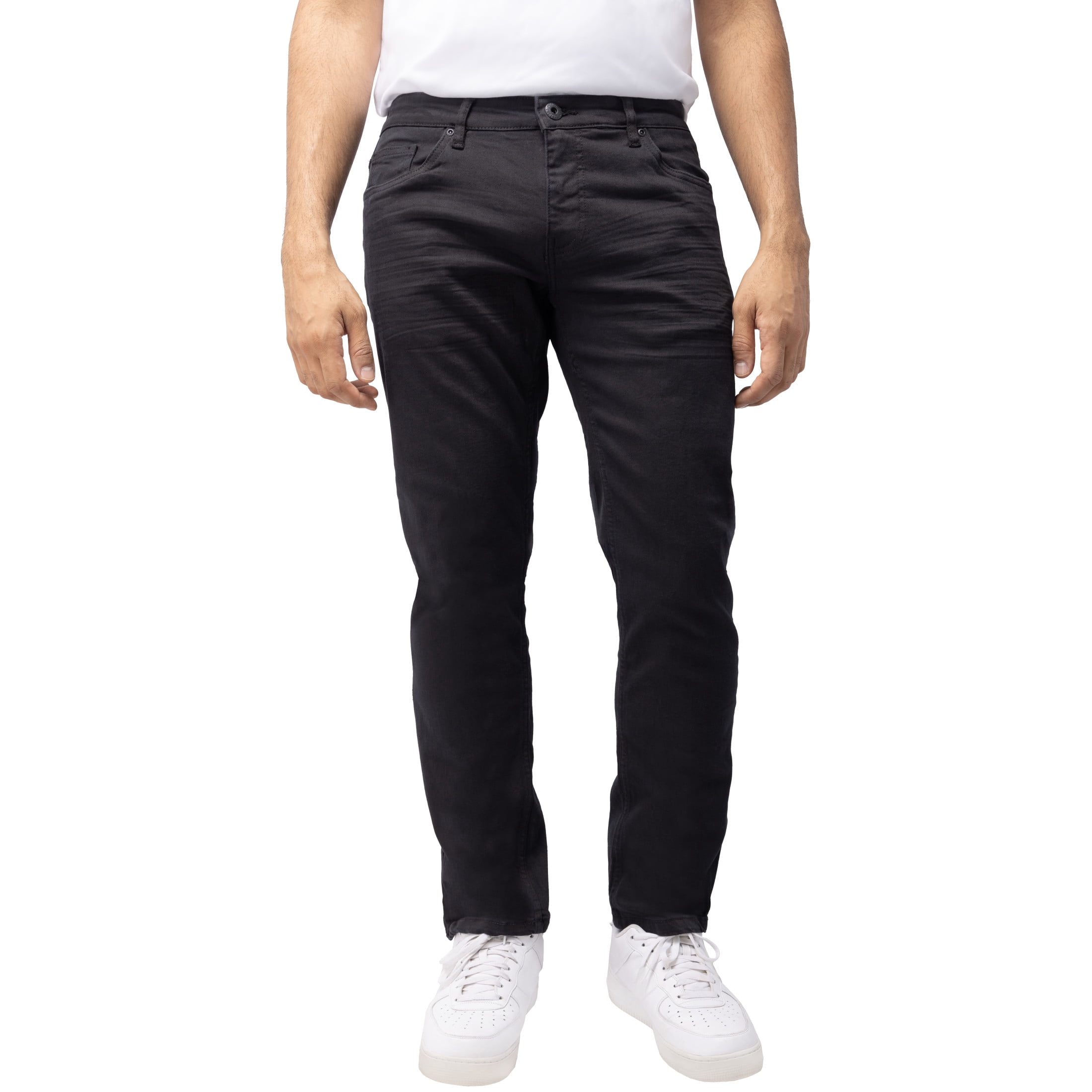 CULTURA AZURE Mens Modern Fit Clean Denim Jeans, Jet Black, 32X30 ...