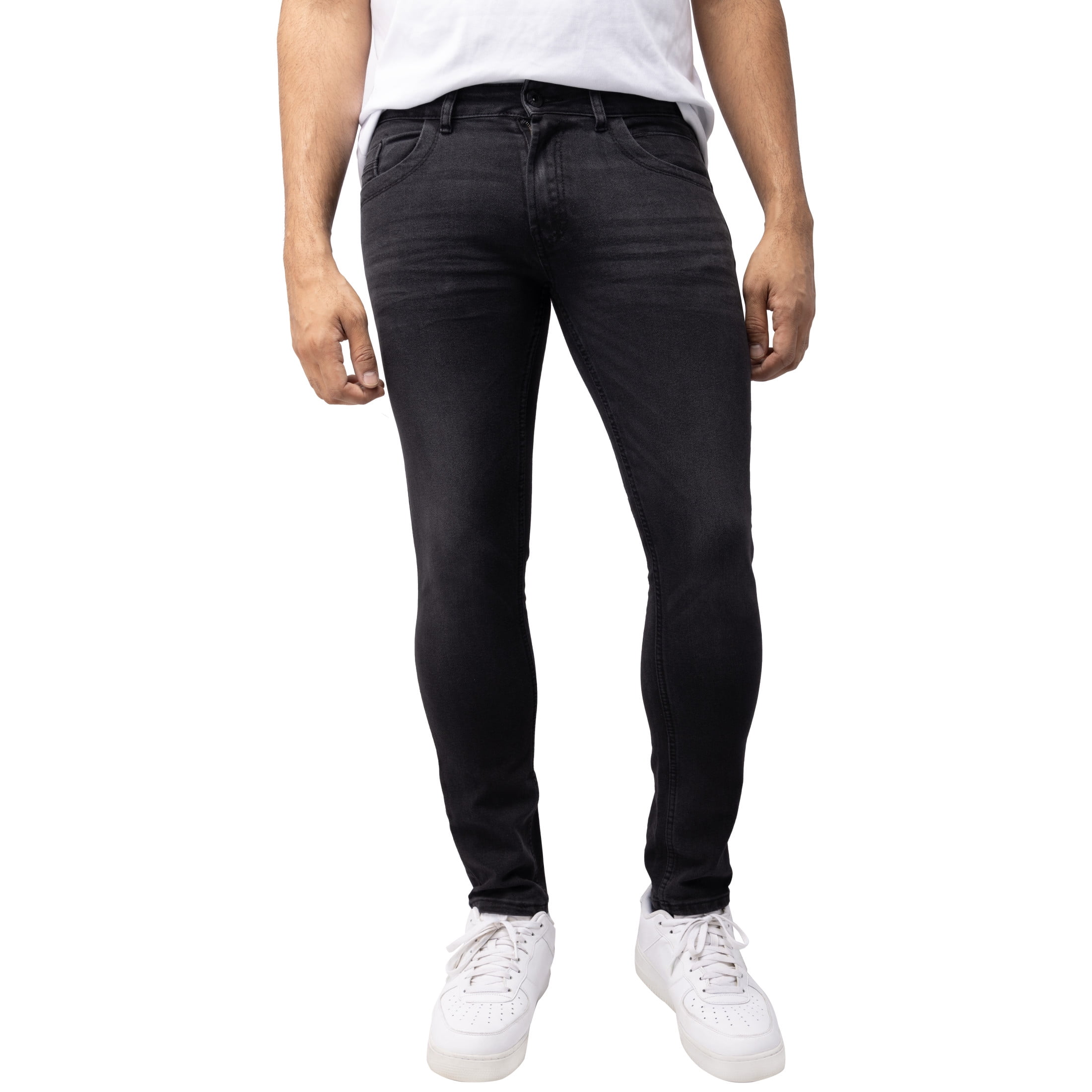CULTURA AZURE Mens Stretch 5 Pocket Denim Jeans, Black Wash, 30X32 ...