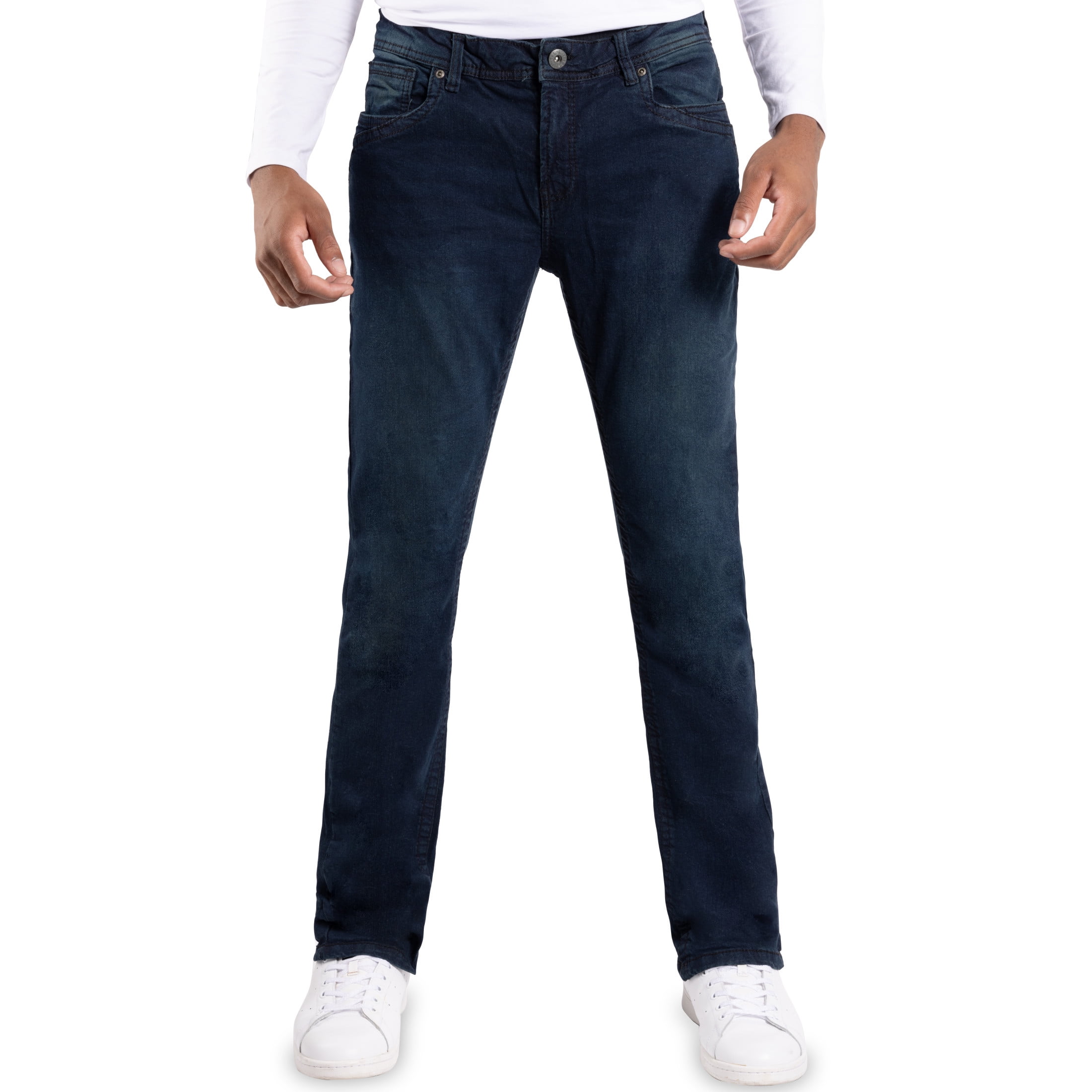 CULTURA Men's Saddle Stitch Modern Fit Jeans, Blue Black, 28X30 ...