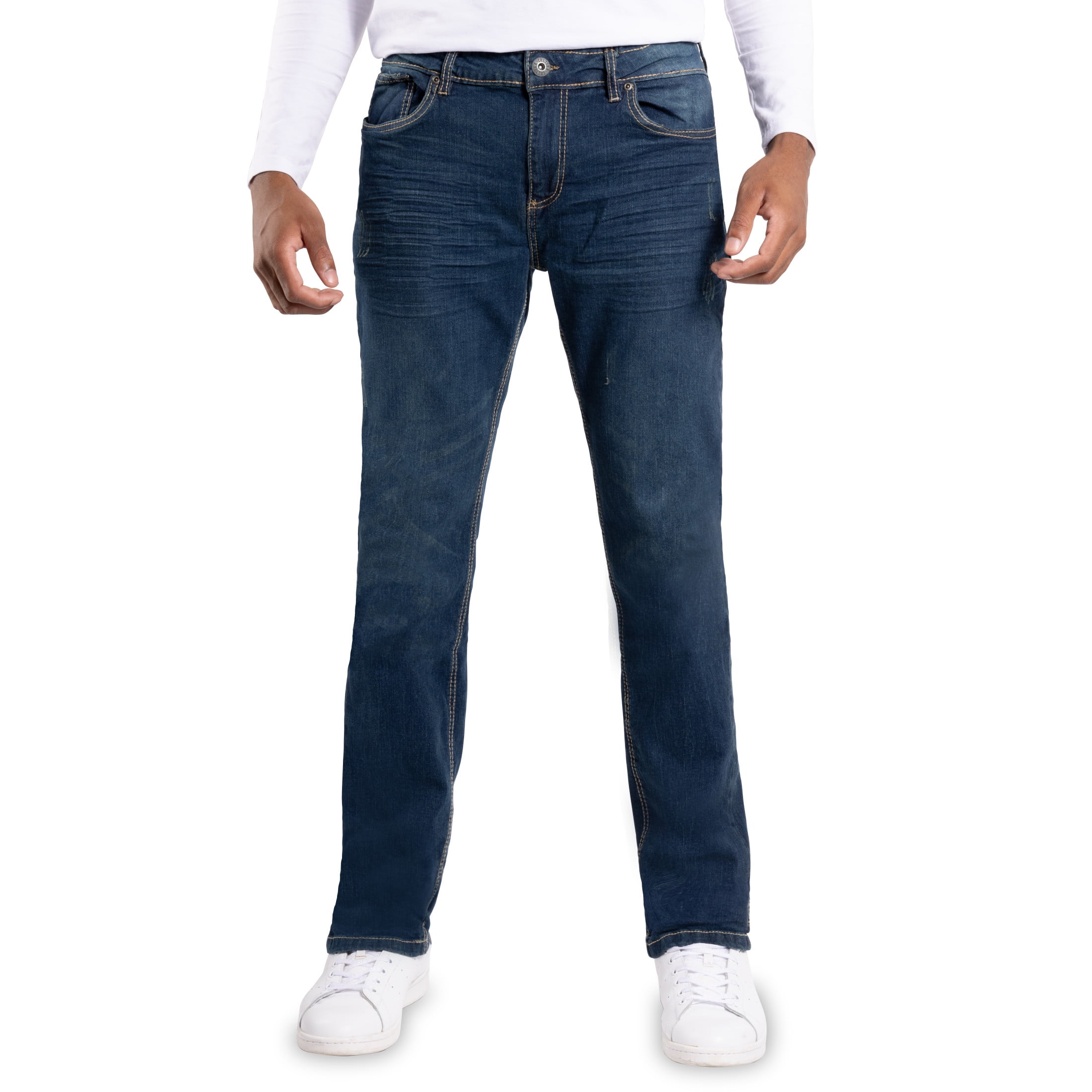CULTURA Men's Saddle Stitch Modern Fit Jeans, Tint Blue, 32X32 ...
