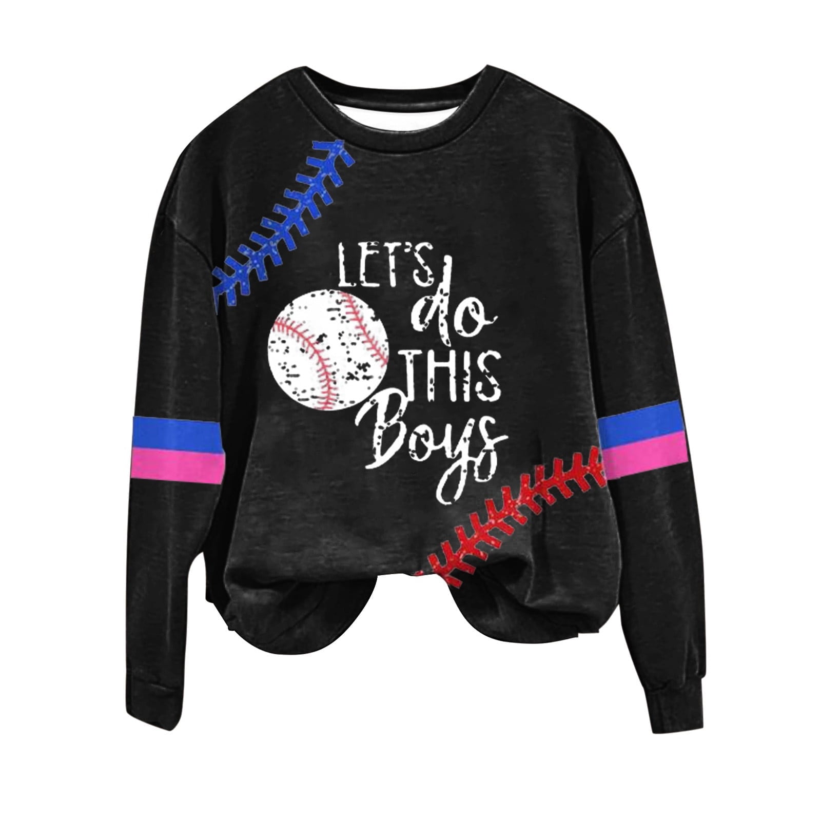 CUNSOUTH Crop Sweatshirt Women's Baseball Printed Crew Neck Multi Color ...