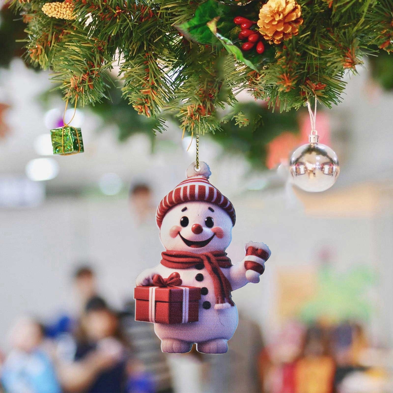 CUNlUDJ9 Cartoon Christmas Snowman Car Hanging Home Tree Pendant ...