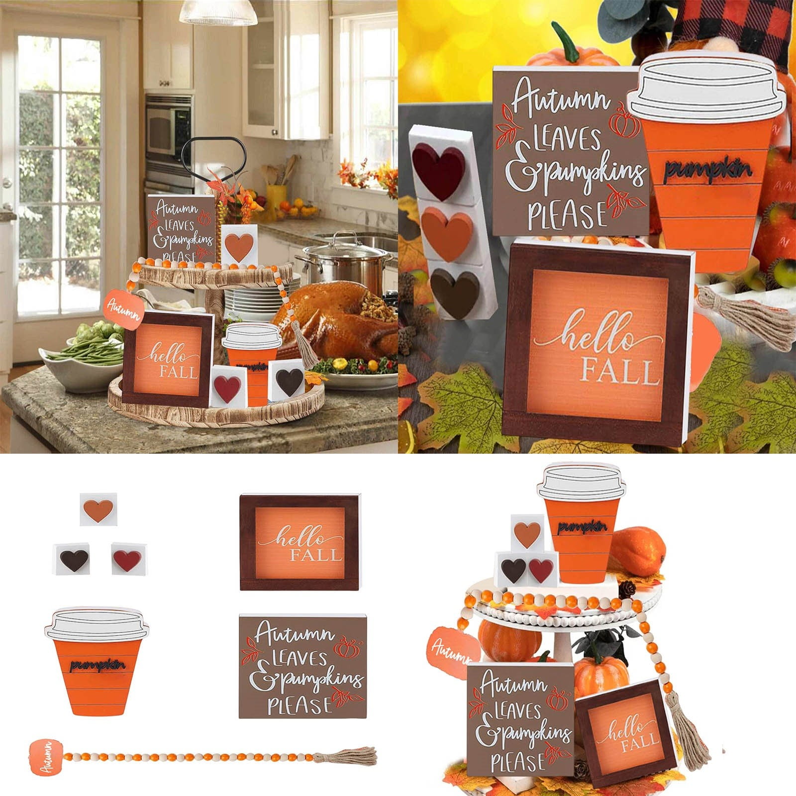 CUNlUDJ9 Fall Tier Tray Decorations Fall Tier Tray Decorations 2 Tier ...