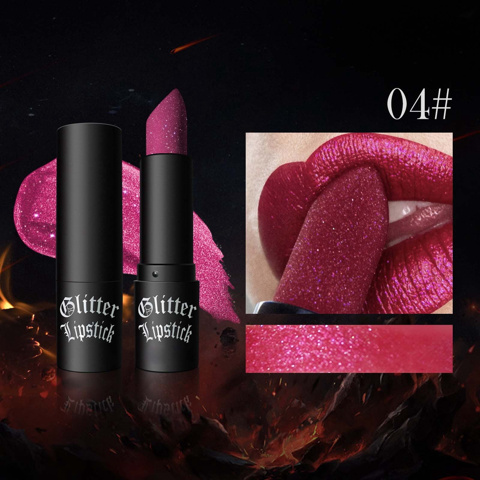 CUNlUDJ9 Non Stick Lipstick Sparkling Glitter Lipstick Makeup Dark ...