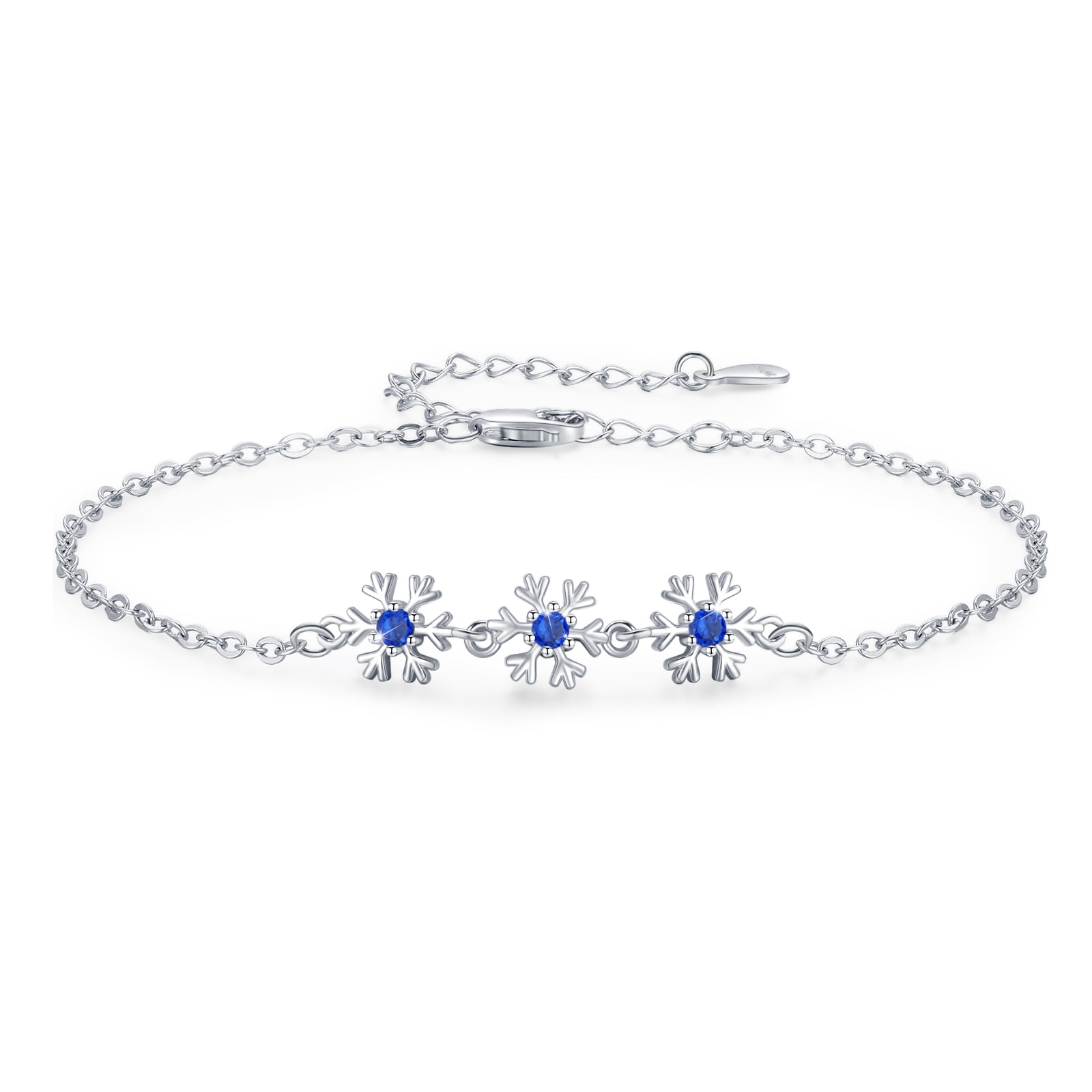 CUOKA MIRACLE Snowflake Bracelets 925 Sterling Silver Adjustable Bracelets Blue Snowflake ...