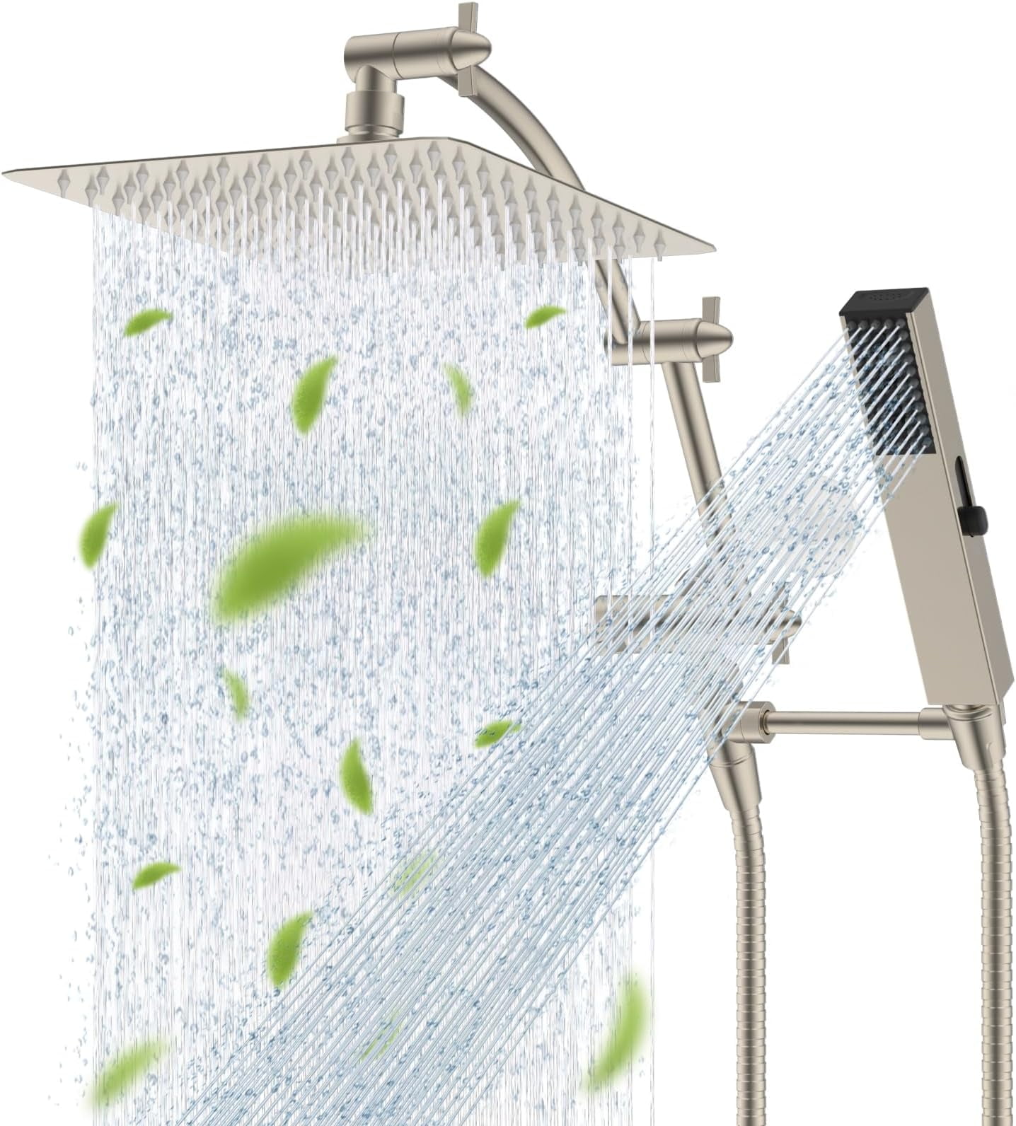 CUPC 10'' Rainfall Shower , Dual Shower Combo, High Handheld 4 Sprays ...