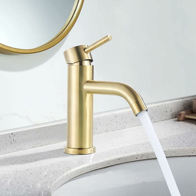 CUPC Certified Hot and Cold Mixing Faucet, Brushed Gold Finish Single ...