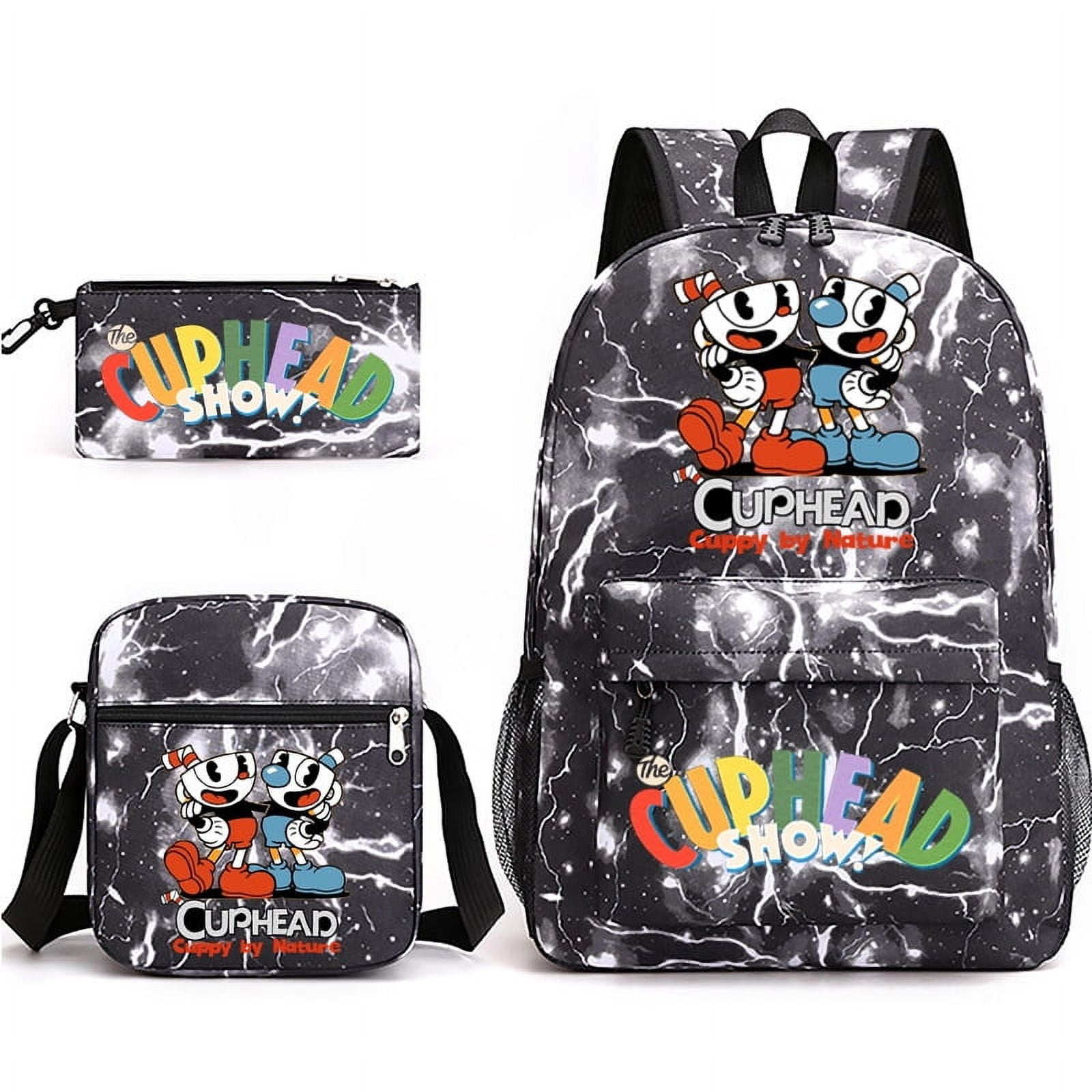 CUPHEAD Cartoon 3 Piece Backpack Anime Knapsacks Game Day Packs Cartoon ...