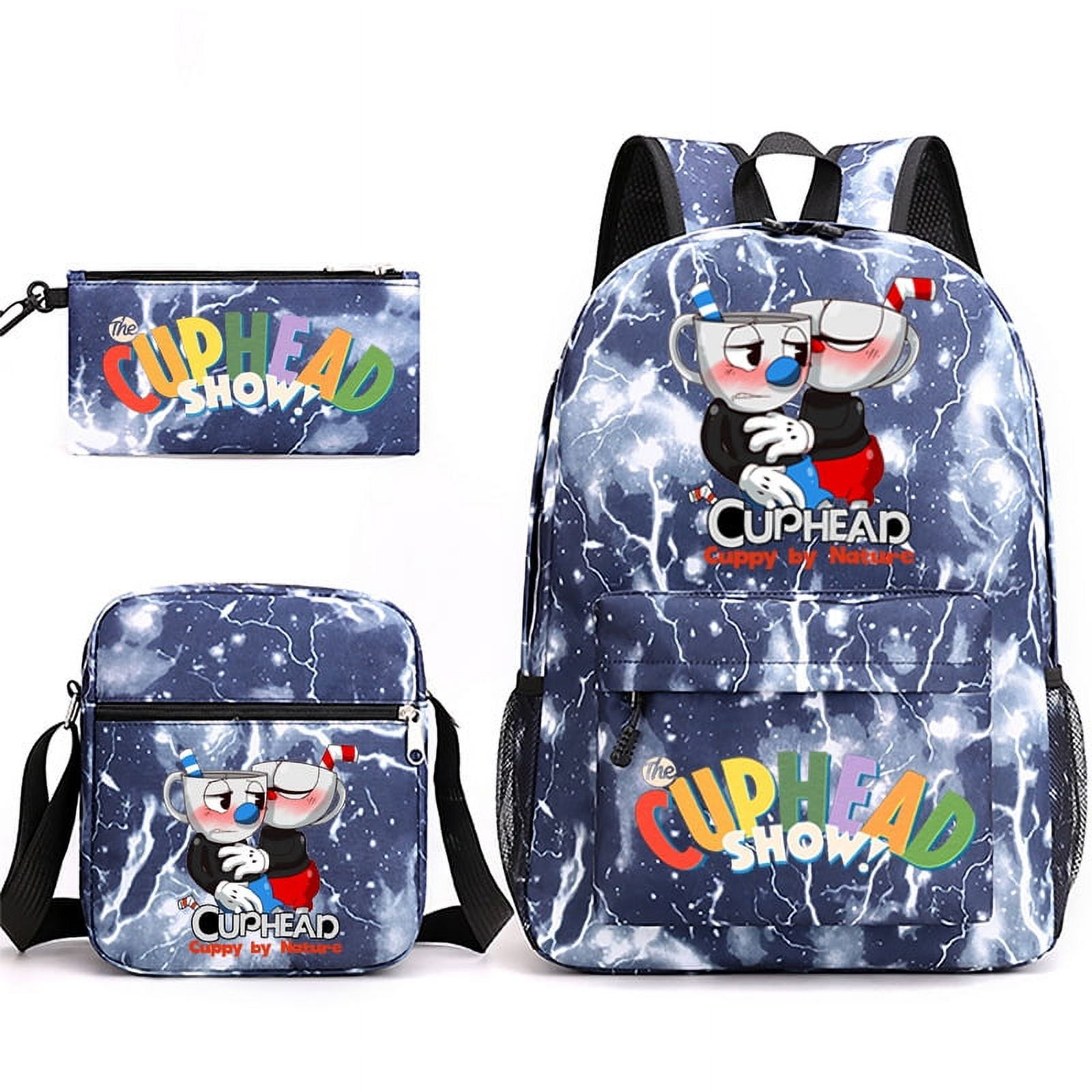 CUPHEAD Cartoon 3 Piece Backpack Anime Knapsacks Game Day Packs Cartoon ...
