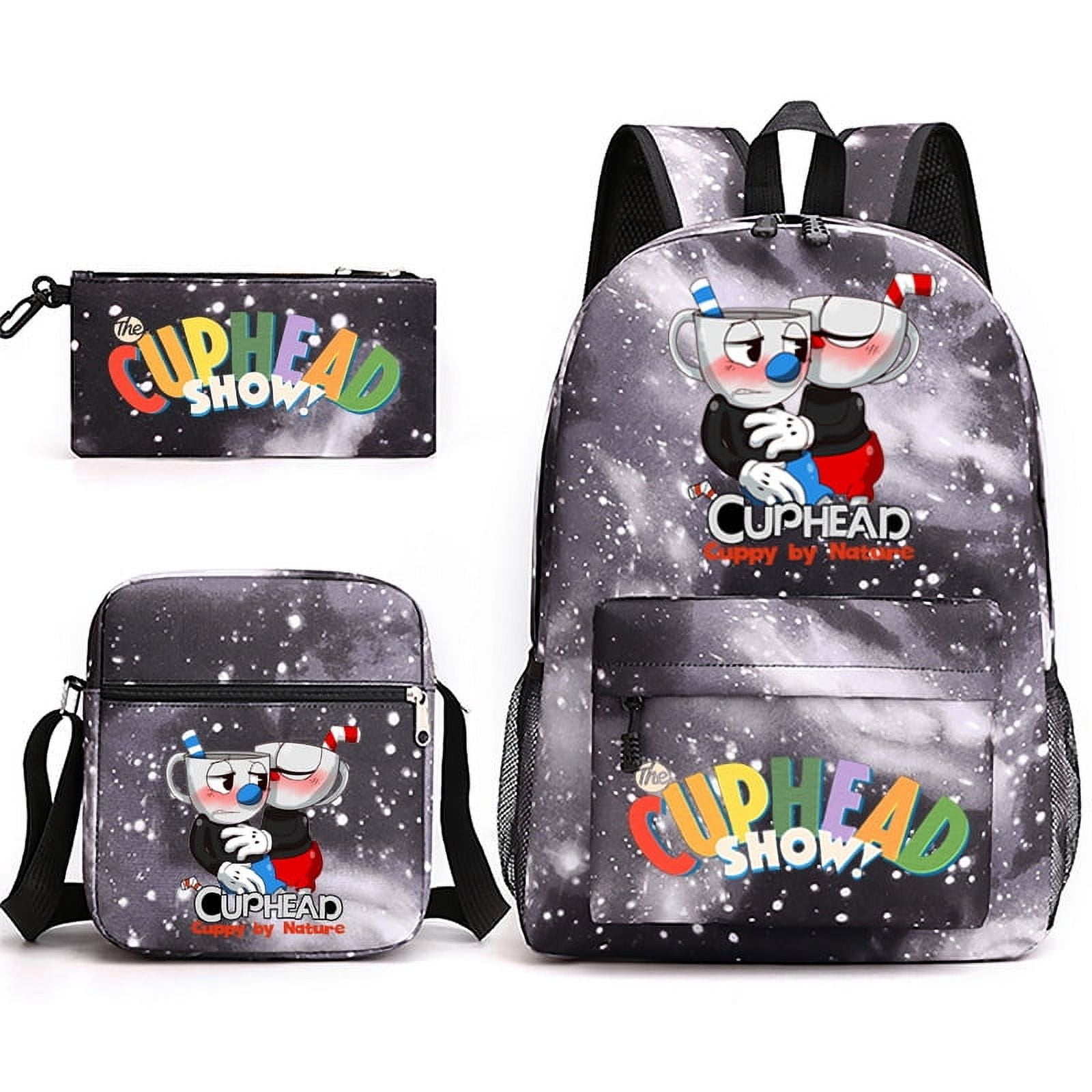 CUPHEAD Cartoon 3 Piece Backpack Anime Knapsacks Game Day Packs Cartoon ...