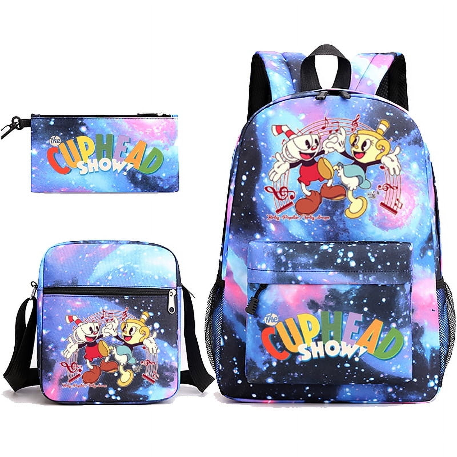 CUPHEAD Cartoon 3 Piece Backpack Anime Knapsacks Game Day Packs Cartoon ...
